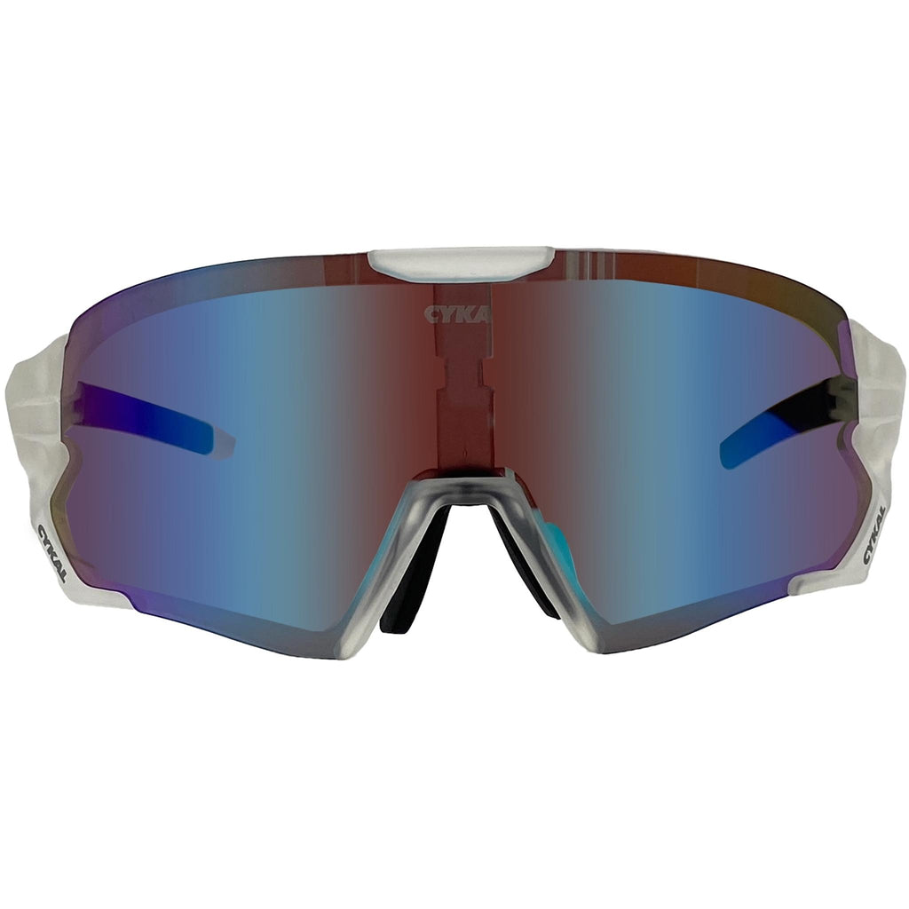 Cykal Hammer Sunglasses Matte Clear - Blue Flash Lens – 99bikes.co.nz