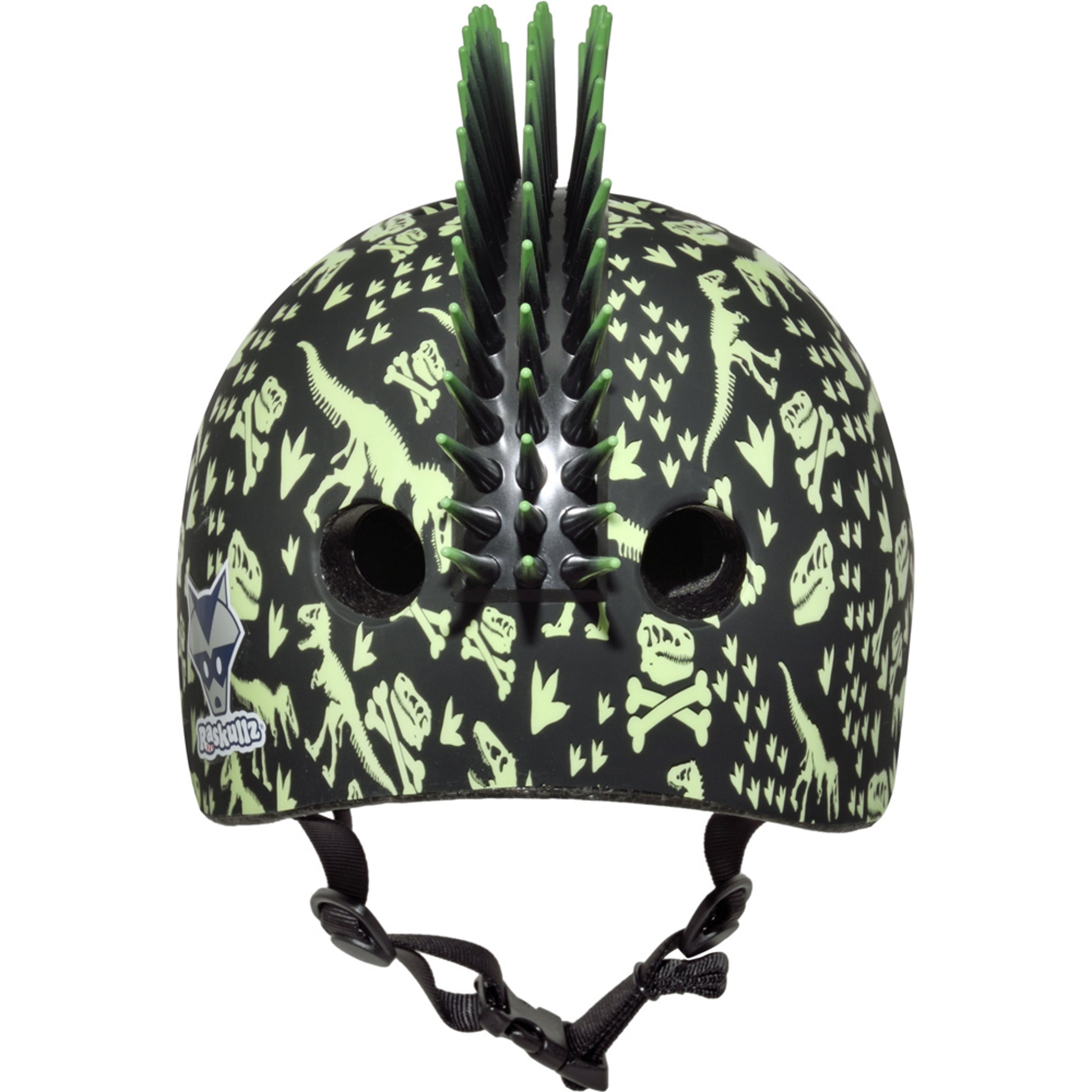 Raskullz T-Rex Bonez Mohawk Toddler Helmet Black/Green – 99bikes.co.nz