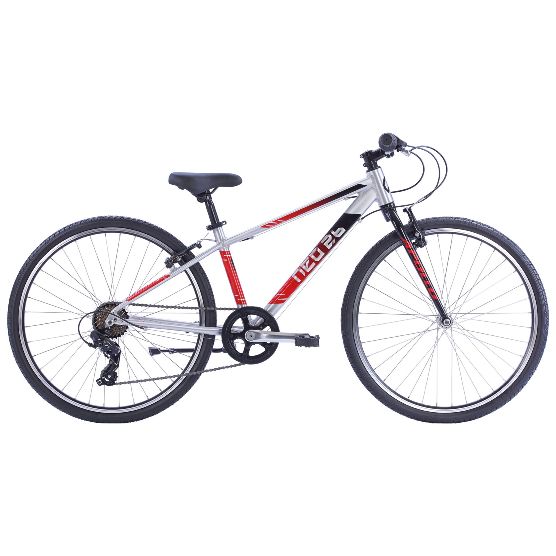 Apollo Neo 26" Kids Bike 7-Speed Brushed Alloy/Black/Red – 99bikes.co.nz