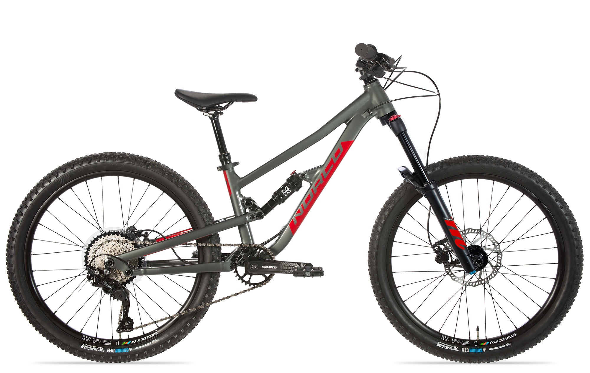 Norco Fluid 4.2 FS Kids 24" Mountain Bike Charcoal Grey/Red – 99bikes.co.nz